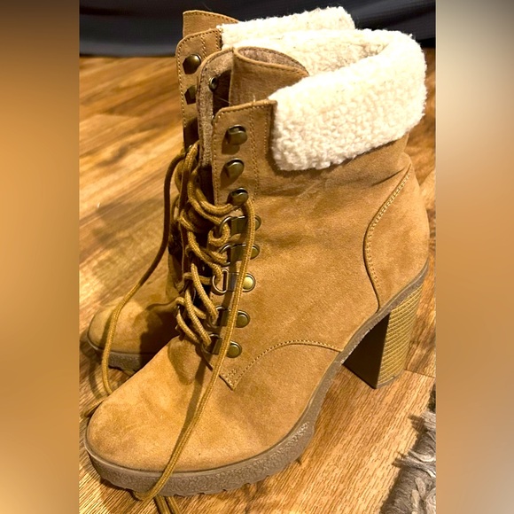 Brash | Shoes | Brash Womens Boots Booties Laceup Style Faux Suede Tan ...